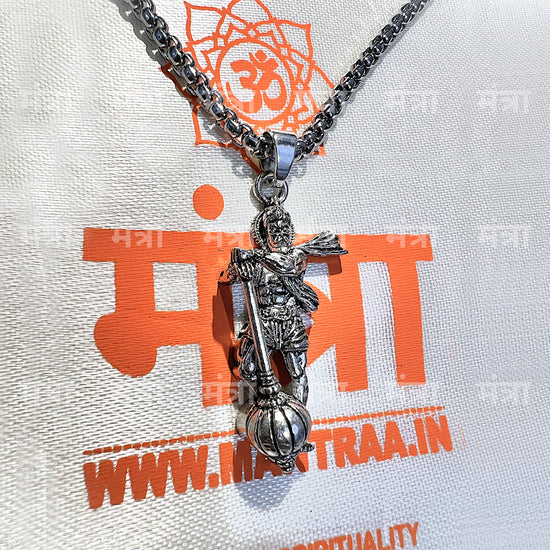 Hanumanji With Gada Necklace - Silver Plated – Mantraa